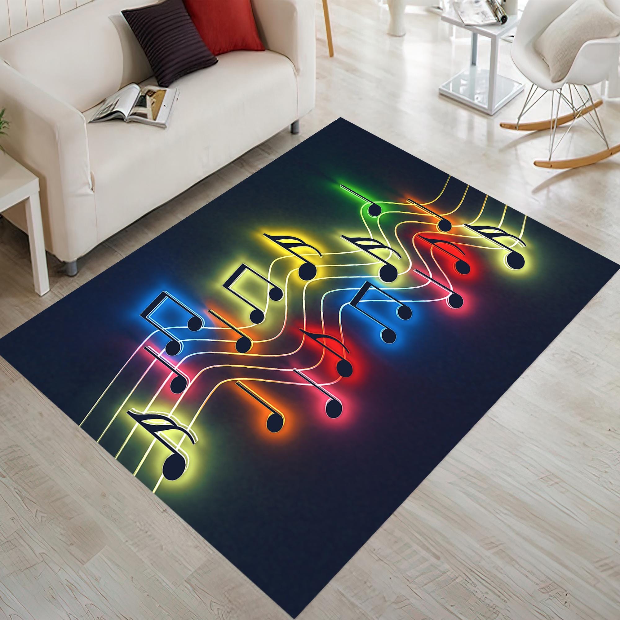 Colorful Music Notes Rug: Modern Music Room Decor - Etsy