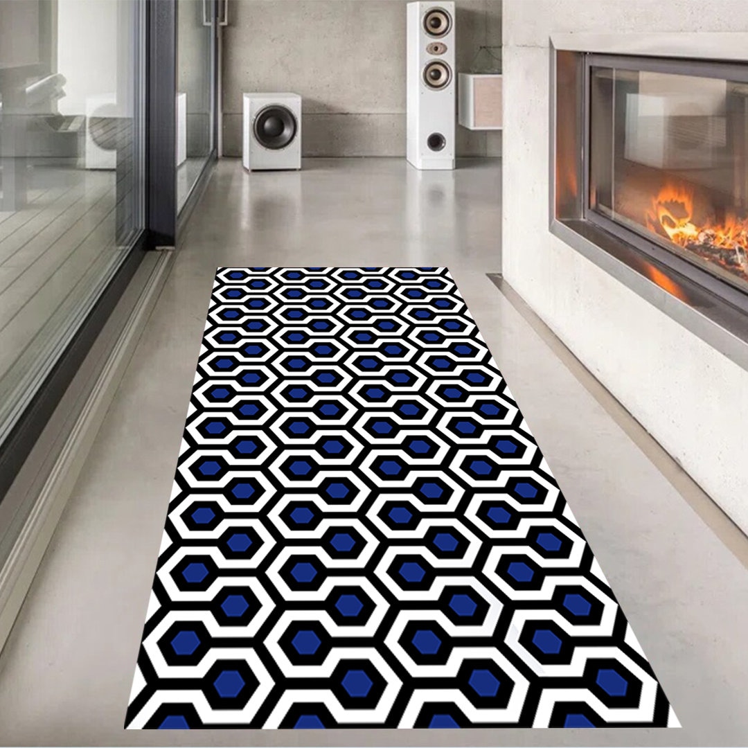 The Shining Rug, Runner Rug, Hallway Rug, the Bluewhite Shining, Long ...