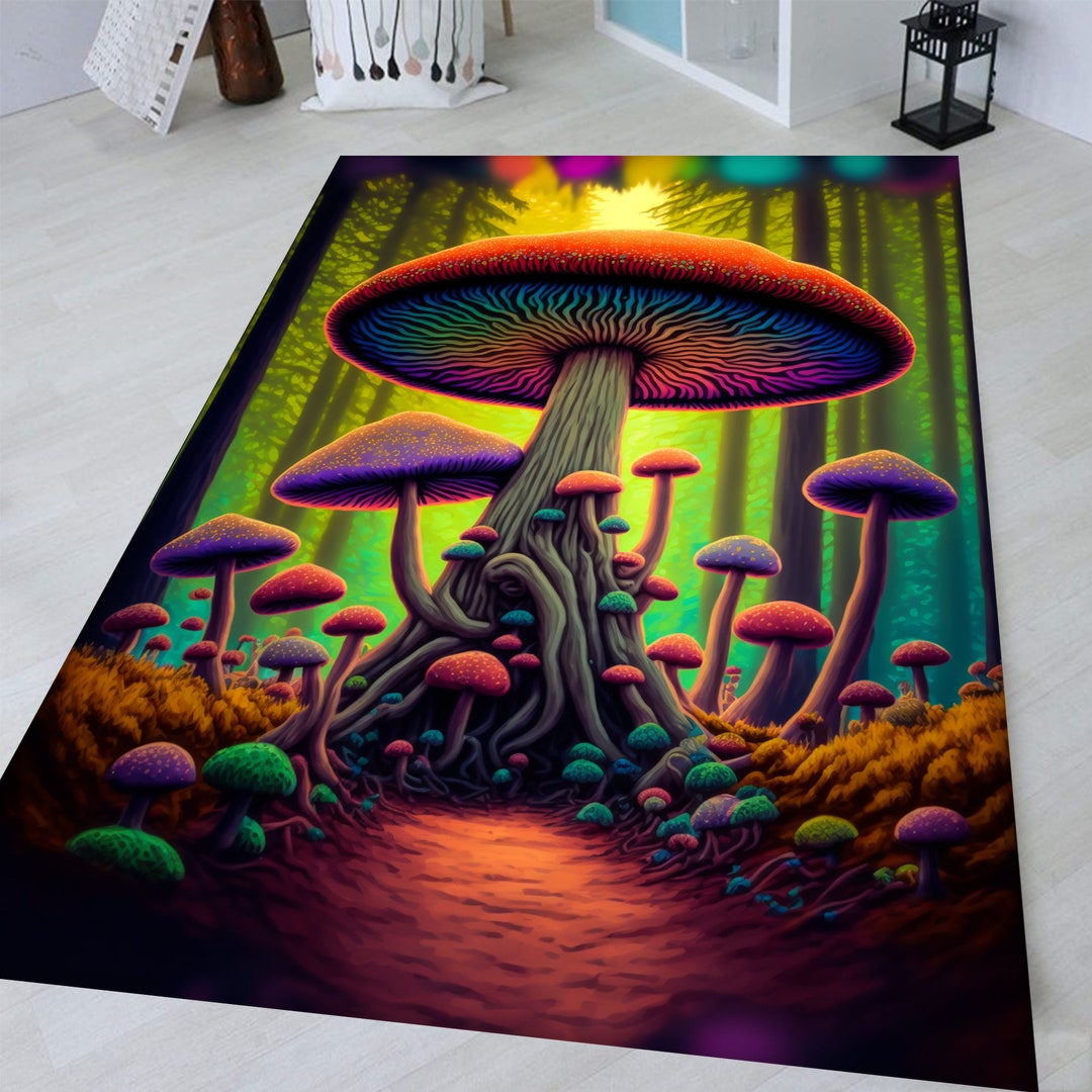Mushroom Mushroom Rug Mushroom Pattern Rug Minimalist Rug - Etsy