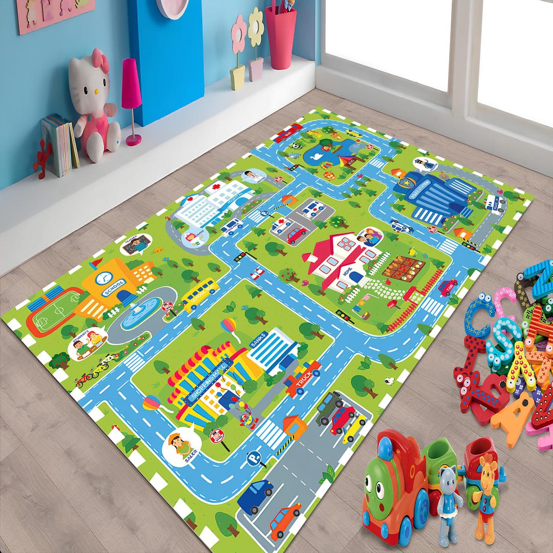 Children's Farm Rug, Kids Room Play Rug, Baby Room Rug, Best Playroom ...