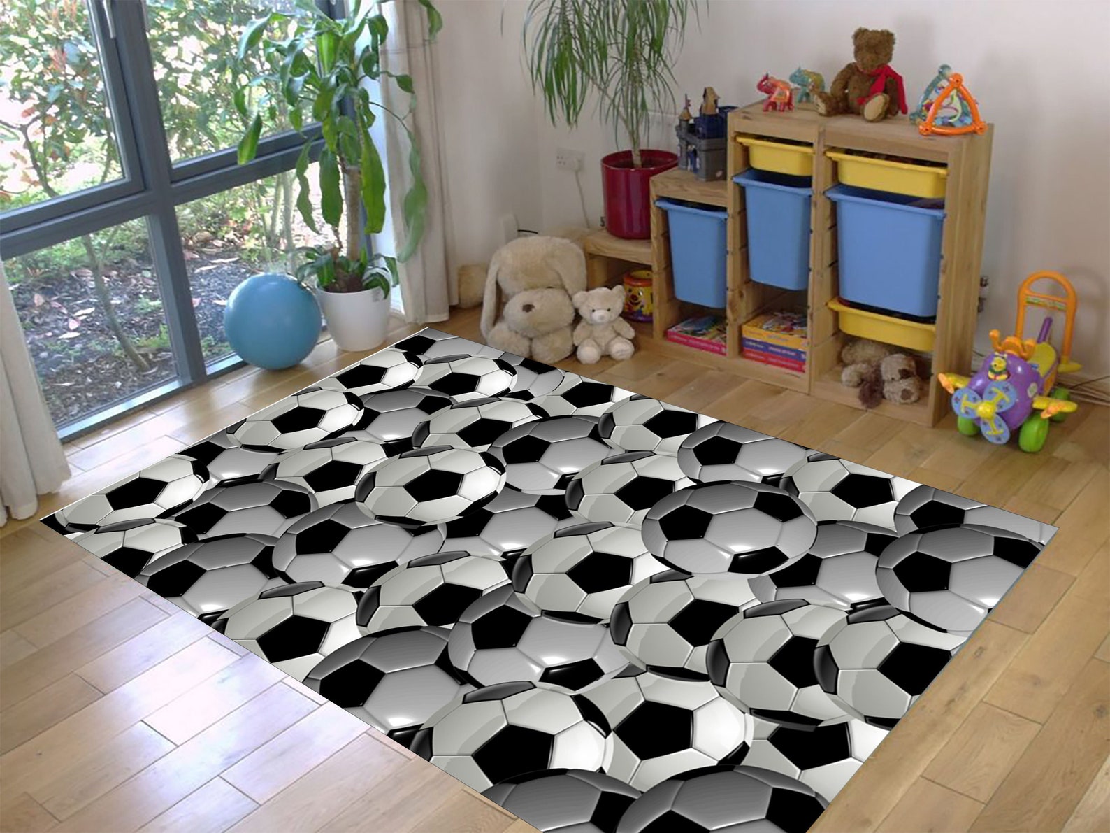 3D Soccer Ball Rug: Washable Football Field Play Mat - Etsy