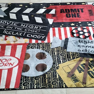 Cinema Rug,film Pattern Rug,vintage Home Theater Film Maker,home Decor ...