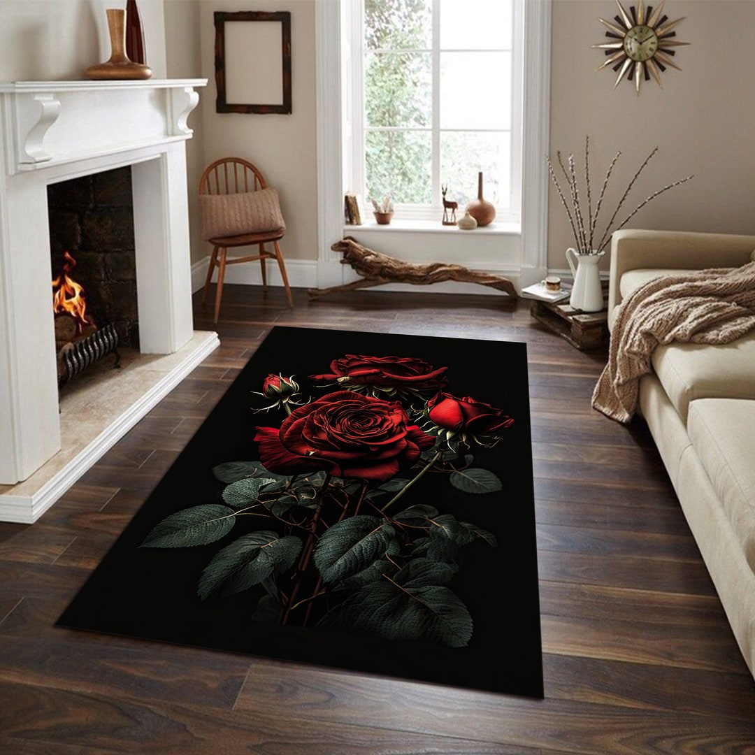 Red Roses, Red Rose Rug, Valentine's Day Rug, Valentines Day ...