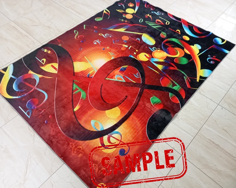 Colorful Music Notes Rug: Modern Music Room Decor - Etsy