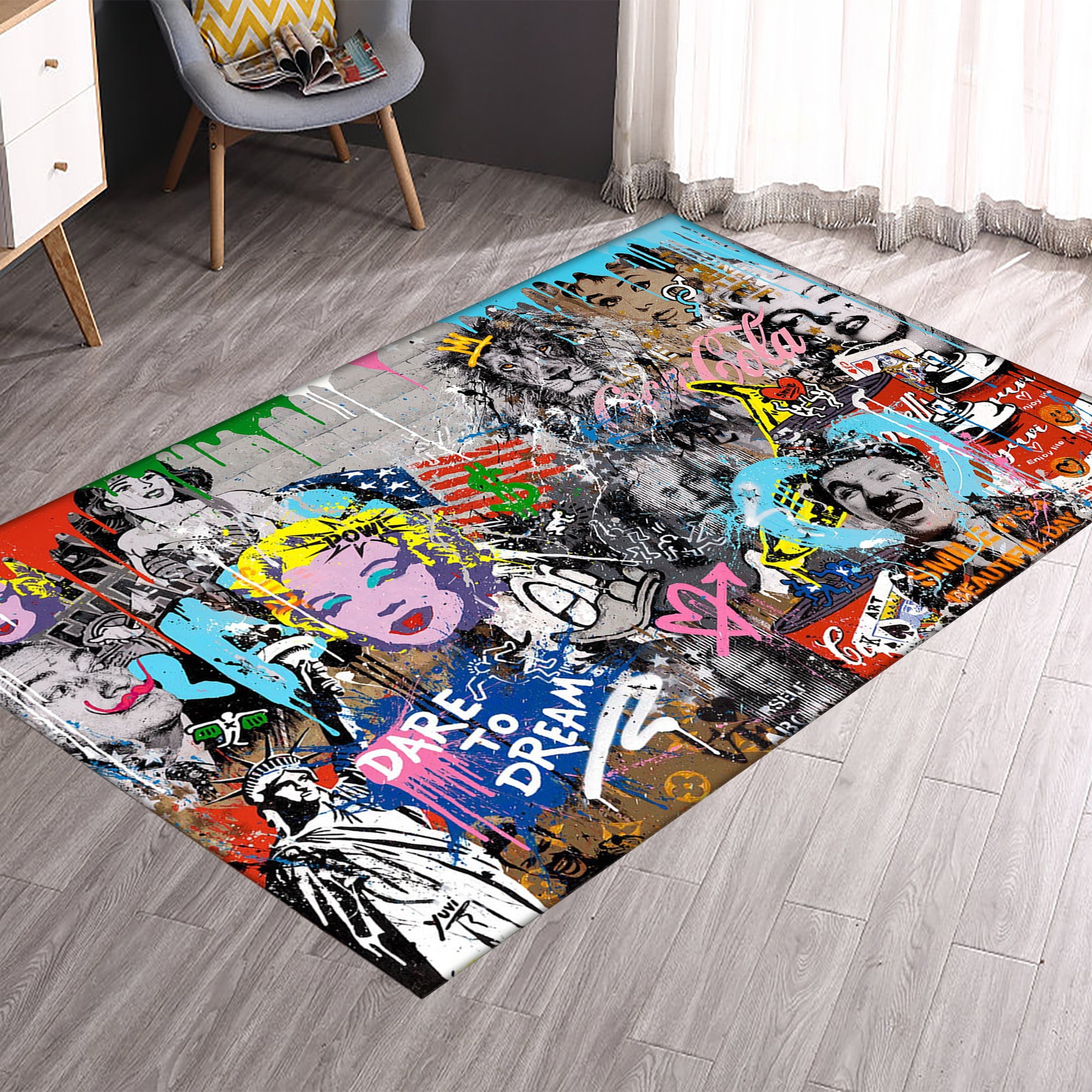 Pop Art Marilyn Monroe Rug: Colorful Graffiti Style Modern Rug - Etsy