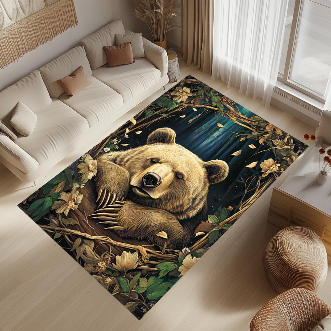 Bear Rug, Bear Area Rug, Bear Decor Rug, Home Decor Rug, Tree Branches ...