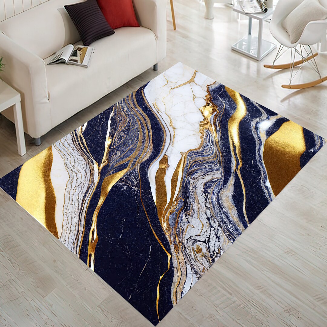 Marble Rug, Marble Decor, Gold Marble Rug, Marble Design Rug, Marble ...
