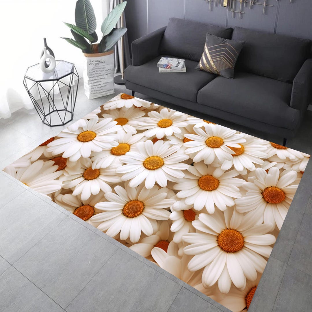 Daisy Area Rug: Modern Floral Spring Design - Etsy