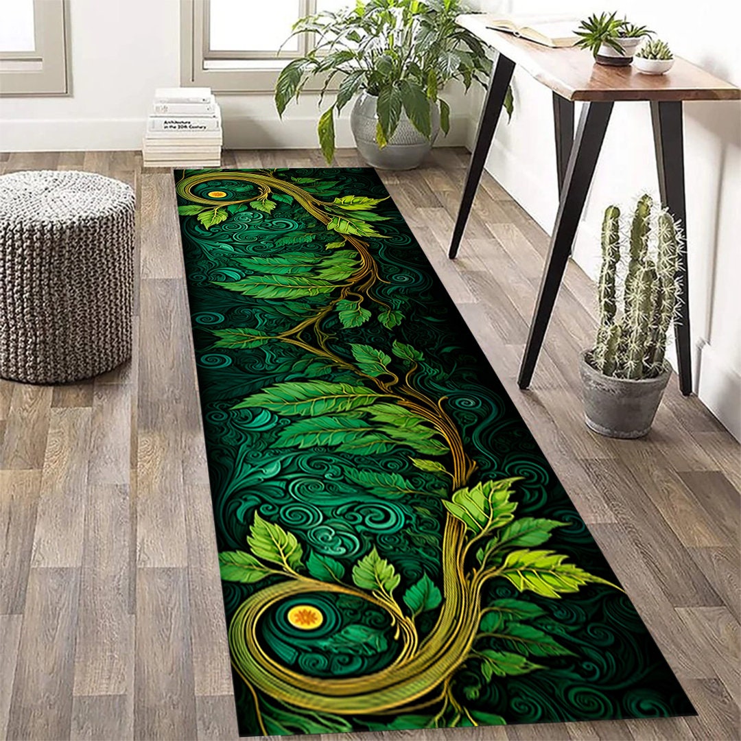 Leaf, Leaf Runner Rug, Green Leaf Rug, Leaves, Leave Runner Rug, Runner ...