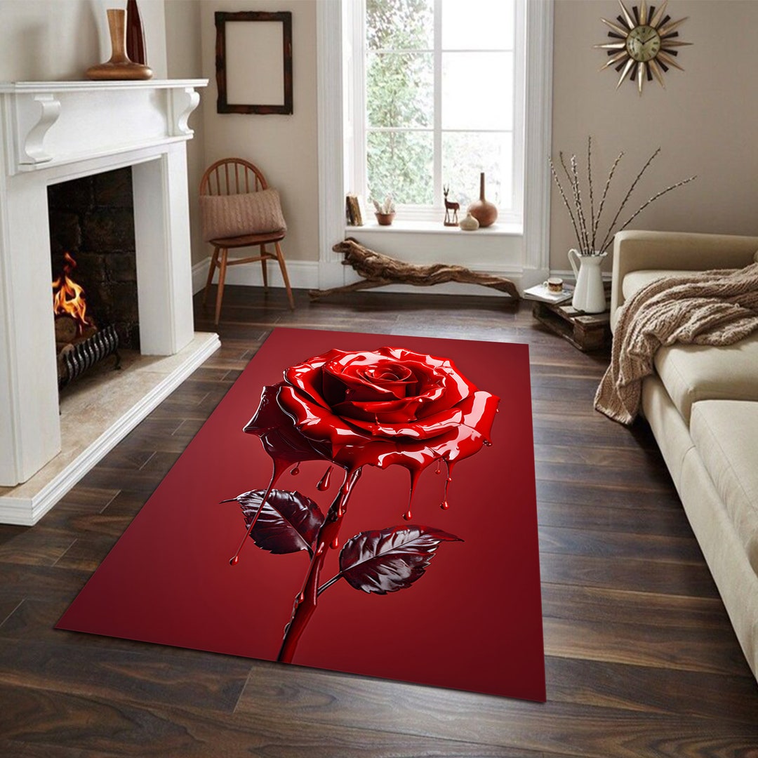Red Roses, Red Rose Rug, Valentine's Day Rug, Valentines Day ...