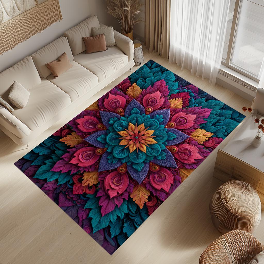 Colorful Mandala Rug: Modern Floral Home Decor - Etsy