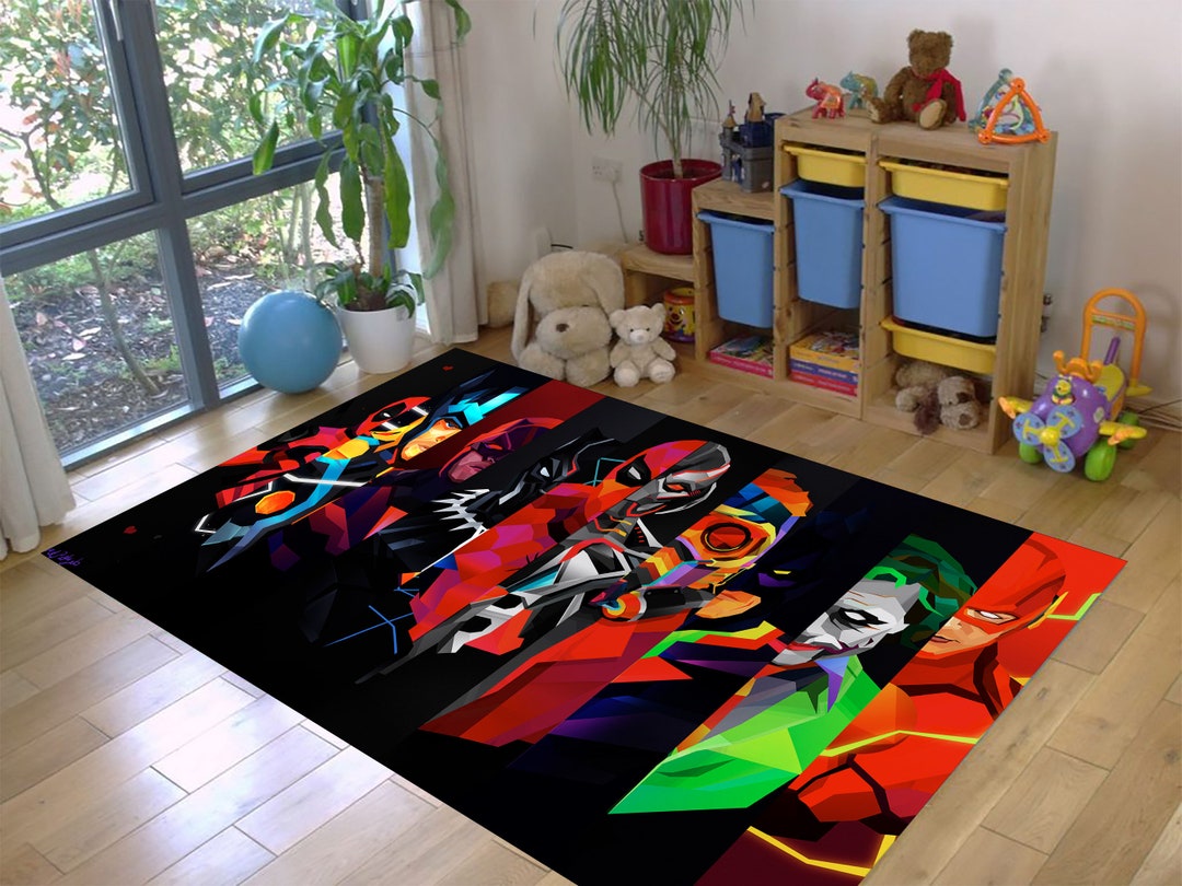 Super Hero Rug, Iron Man Rug, Captain America Rug, Gift for Him Her ...