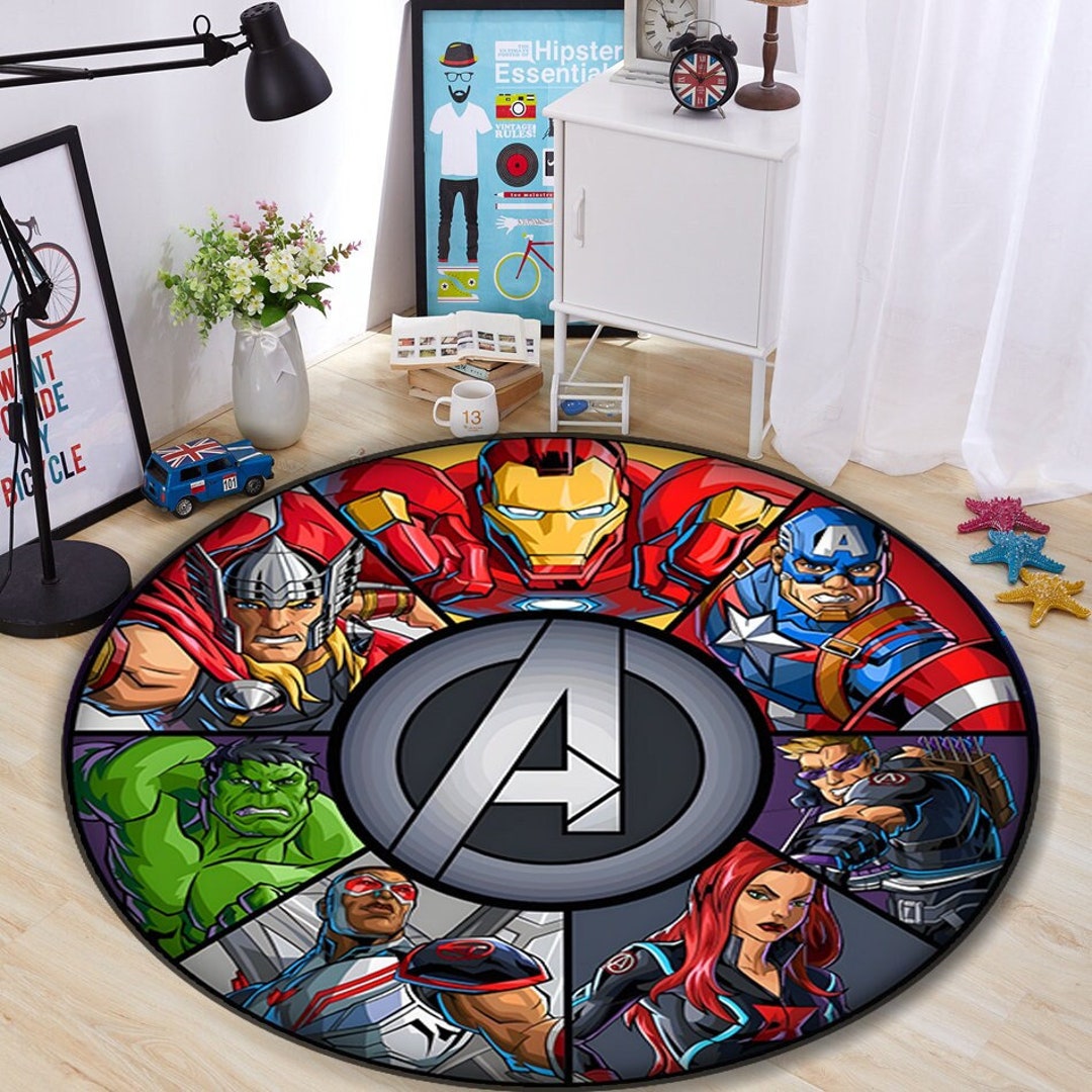 Superhero,superhero Round Rug,superhero Rug,round Rug,superhero Pattern ...