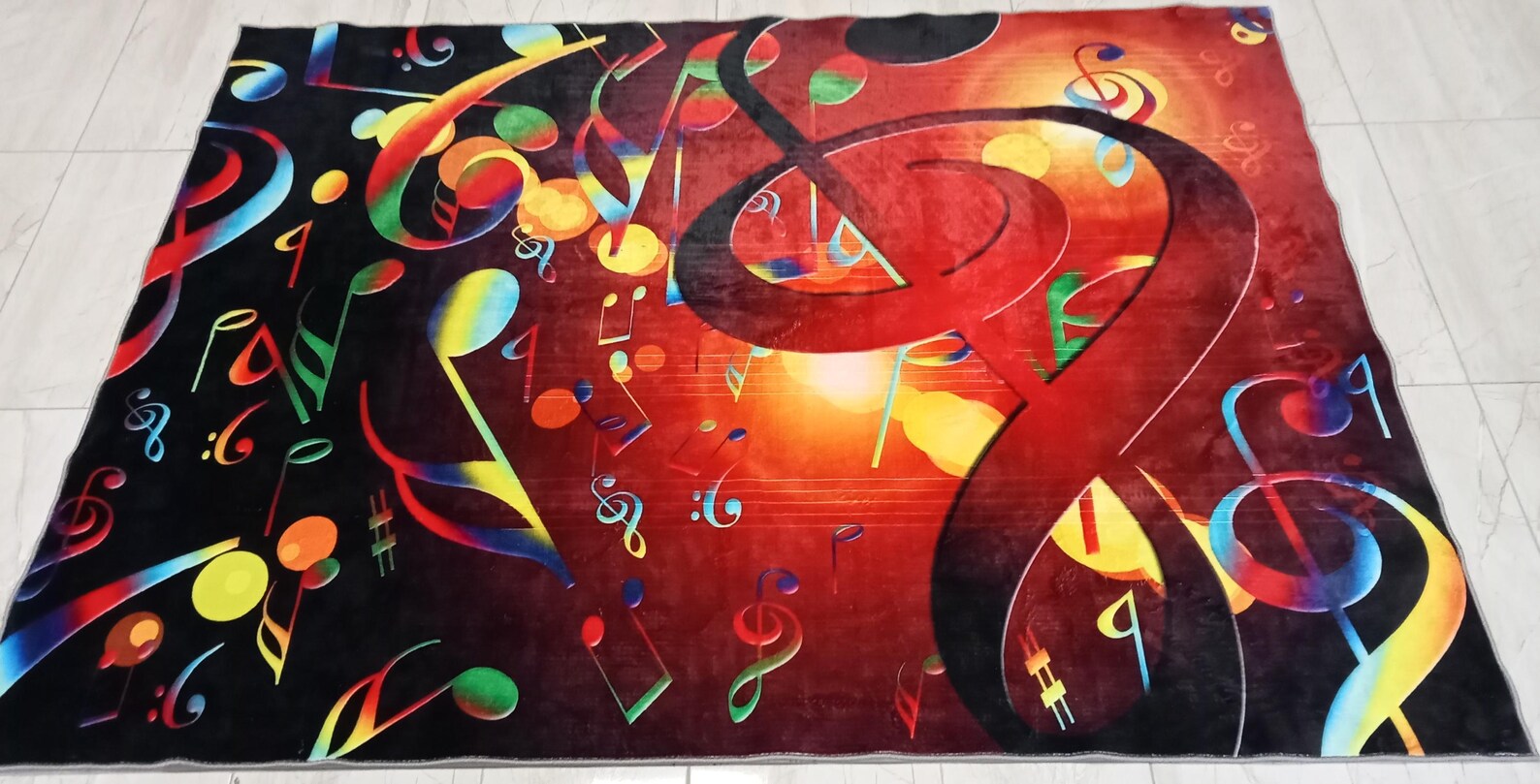 Treble Clef Rug: Colorful Music Notes, Music Room Decor - Etsy