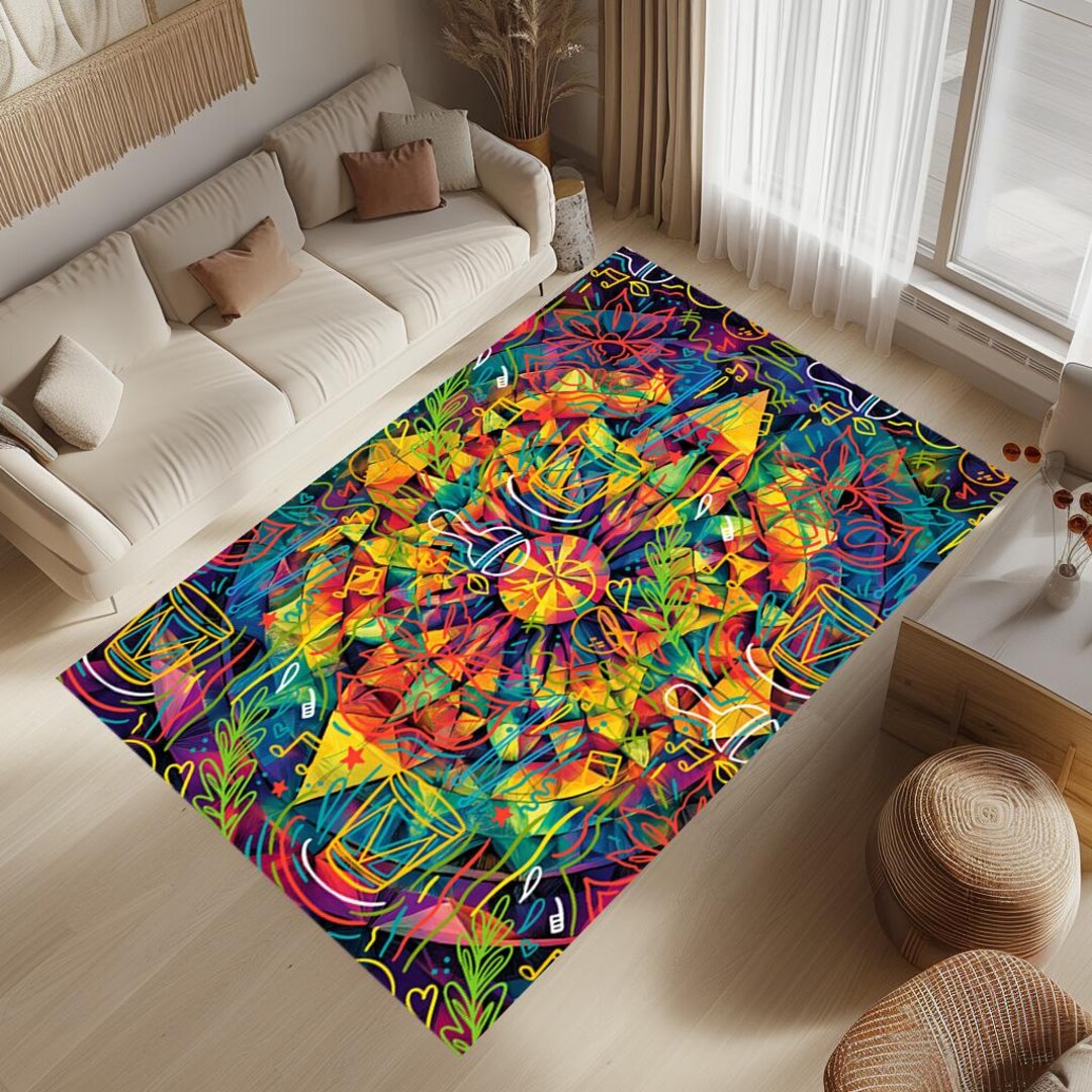 Hippie Rug, Mandala Decor Rug, Spiritual,area Rug,fractal Carpet ...