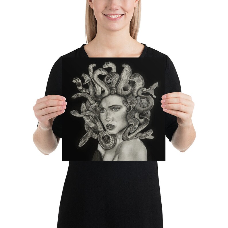 Medusa (2022) - Charcoal Drawing, Wall Decor, Print Gift, Art Gift - Etsy