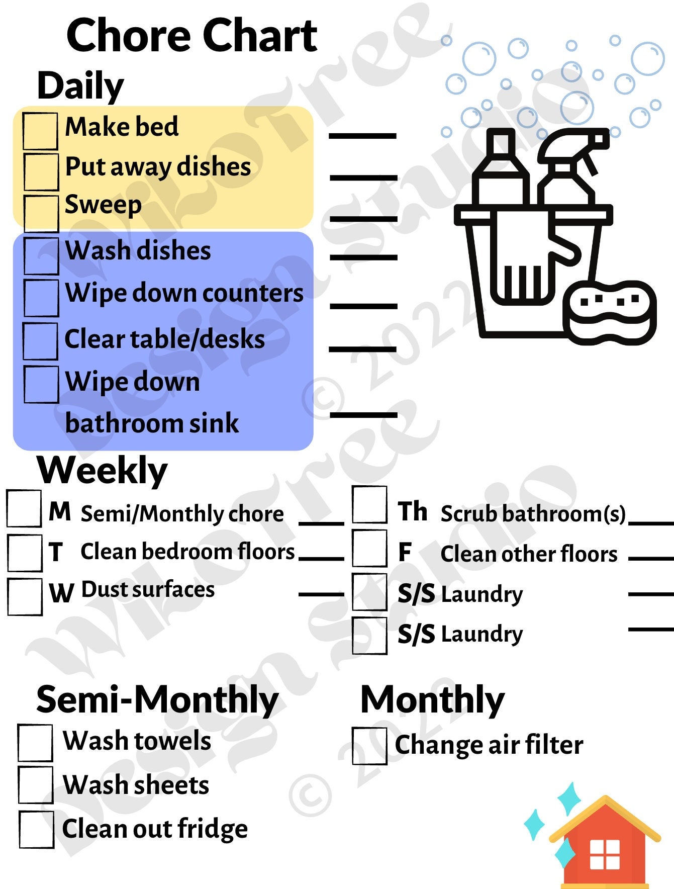 Chore Chart Printable - Etsy