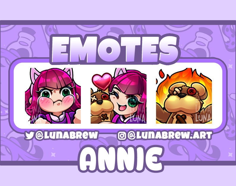 Twitch Emotes - Lol Annie / Tibbers (3) [discord/youtube/streaming] - Etsy