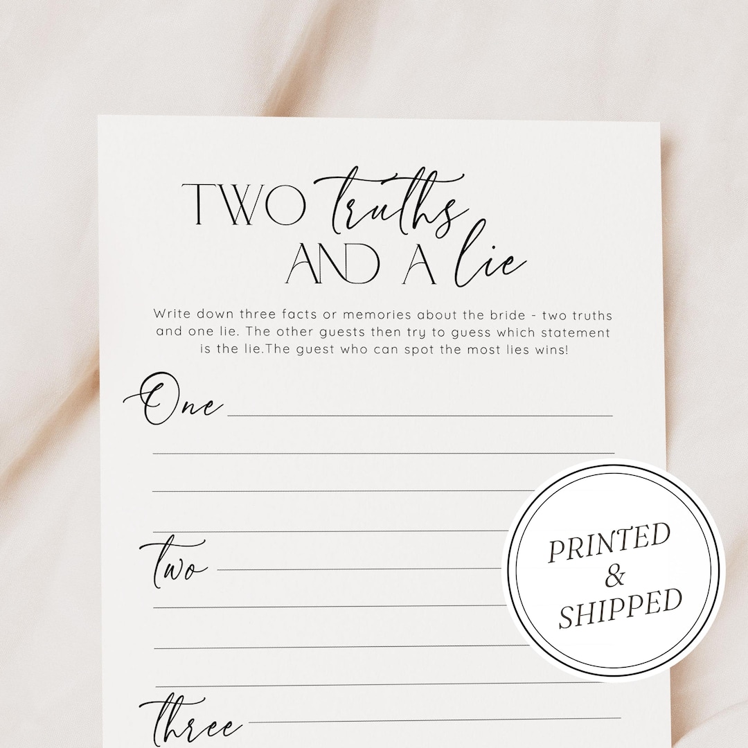 Bridal Shower Games, Two Truths and a Lie, Bridal Shower, Bachelorette ...