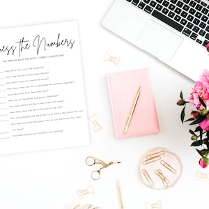 Guess the Numbers | Modern Bridal Shower | Minimalist Bridal Shower ...