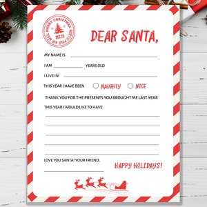 Kids Letter to Santa Template, Santa Claus Letter , Christmas Printable ...