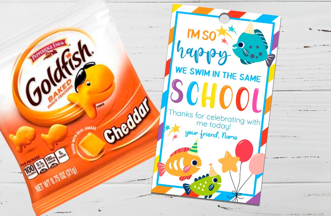 Gold Fish Birthday Favor Tag Swedish B-day School Favor Tag Class ...