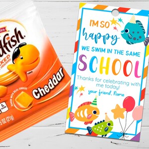 Gold Fish Birthday Favor Tag Swedish B-day School Favor Tag Class ...
