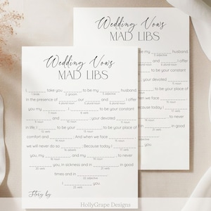 Wedding Vow Mad Libs Bridal Shower Game, Bridal Shower Games, PRINTED ...