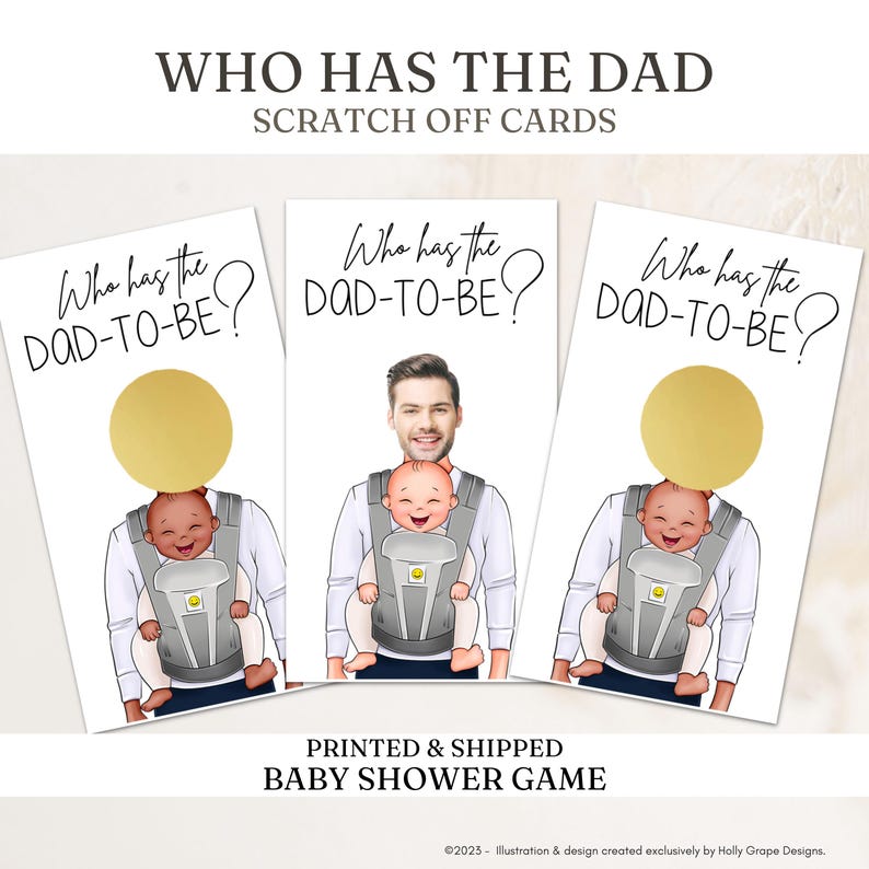 Printed Baby Shower Game, Who Has the Daddy Scratch Off, Funny Baby ...