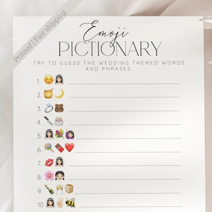 Emoji Pictionary Bridal Shower Game, Bridal Shower Games, PRINTED ...