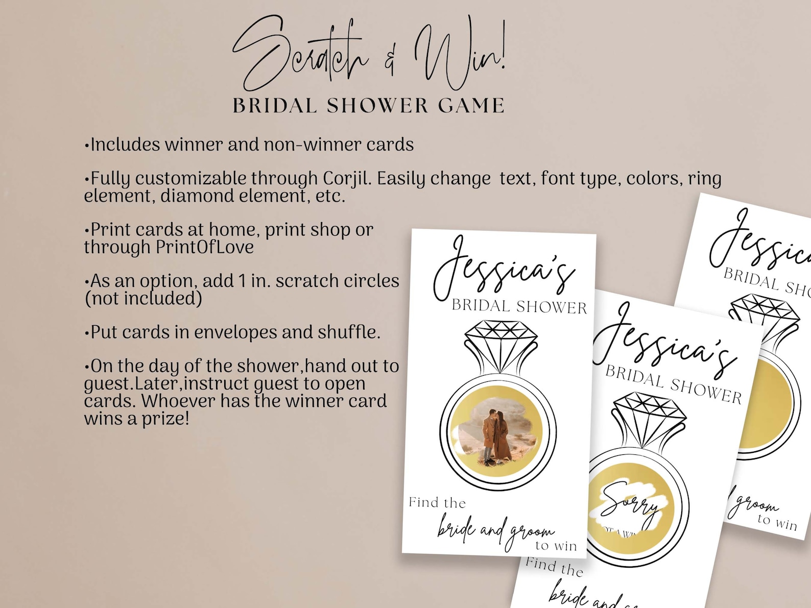 DIY Ring Scratch off Game Find the Bride and Groom Bridal - Etsy Canada