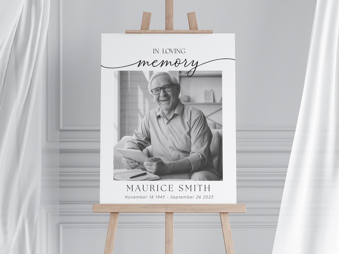 Funeral Memorial Sign With Photo: Editable in Loving Memory Poster ...
