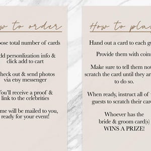 Personalized Bridal Shower Scratch off Game - Who Has the Bride and Who ...
