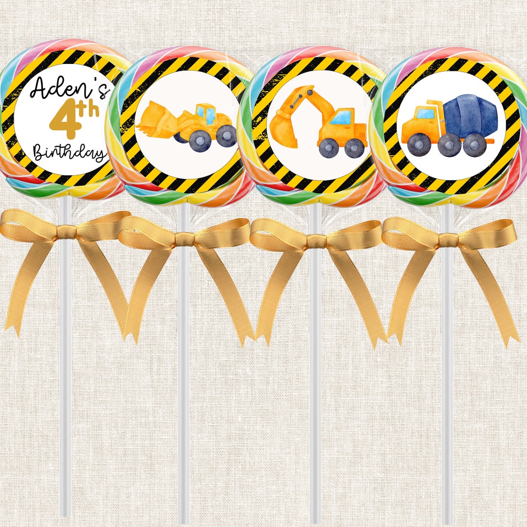 Modern Construction Boy Girl Goodie Sticker Editable Trucks - Etsy
