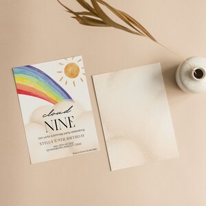 Editable Cloud 9 Birthday Invitation, Cloud Nine, Rainbow Clouds ...
