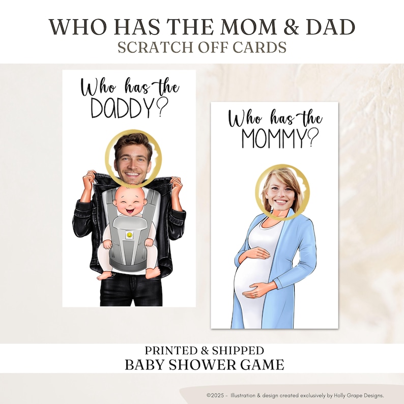 Baby Shower Game, Who Has the Mom and Dad Scratch Off, Funny Gender ...