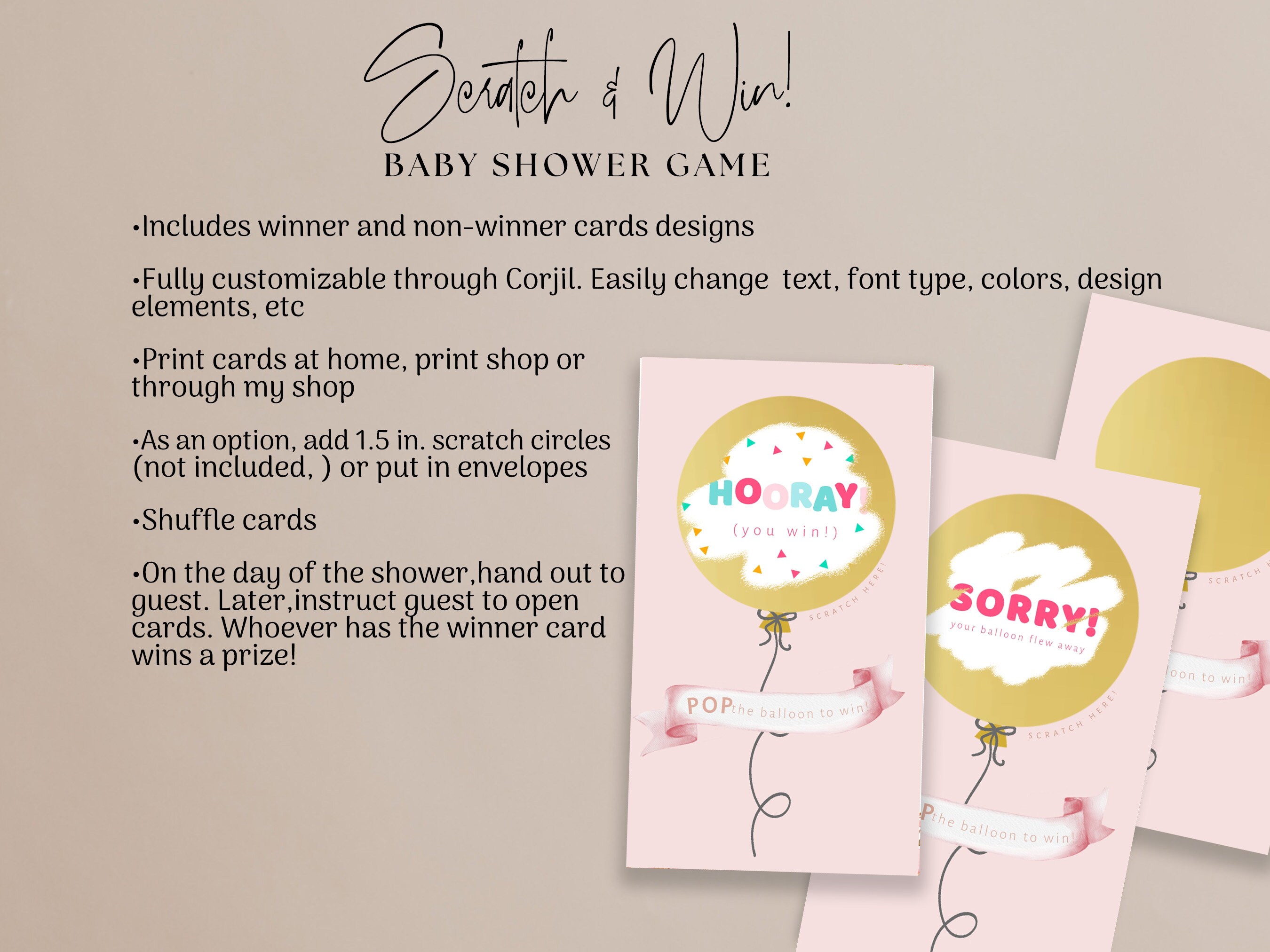 DIY Scratch-off Baby Shower Game Cards Pink Baby Shower Baby - Etsy UK