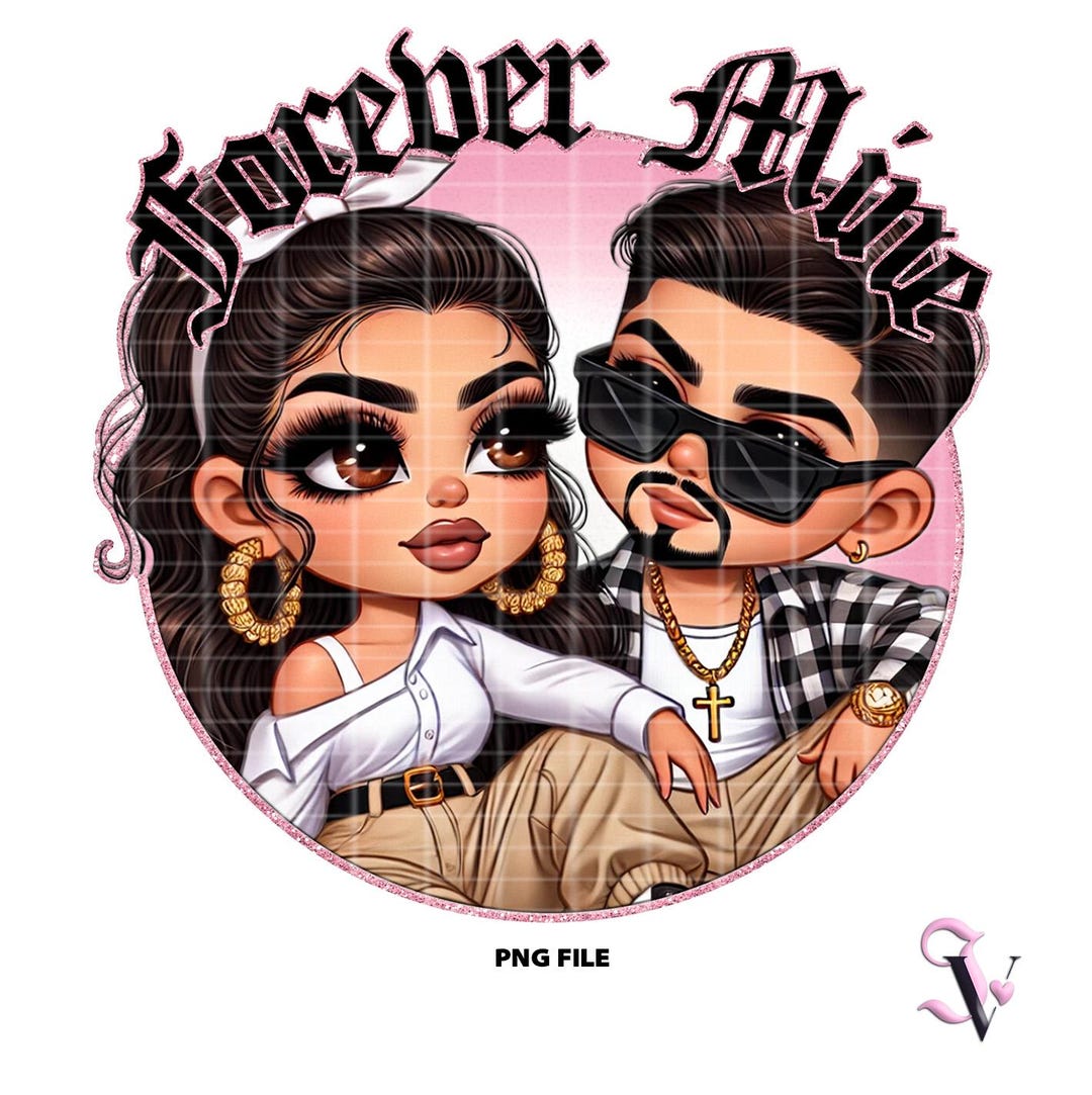 Forever Mine Chicano Cholo Couple Valentine's Day Chibi Style Latina ...