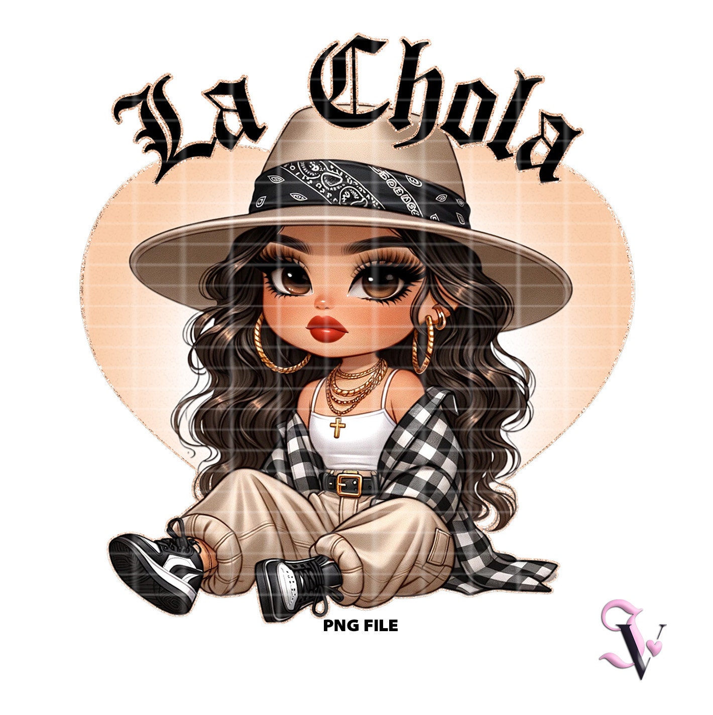 La Chola Chicana Chola Chibi Style Old School Chola Latina Shirt PNG ...