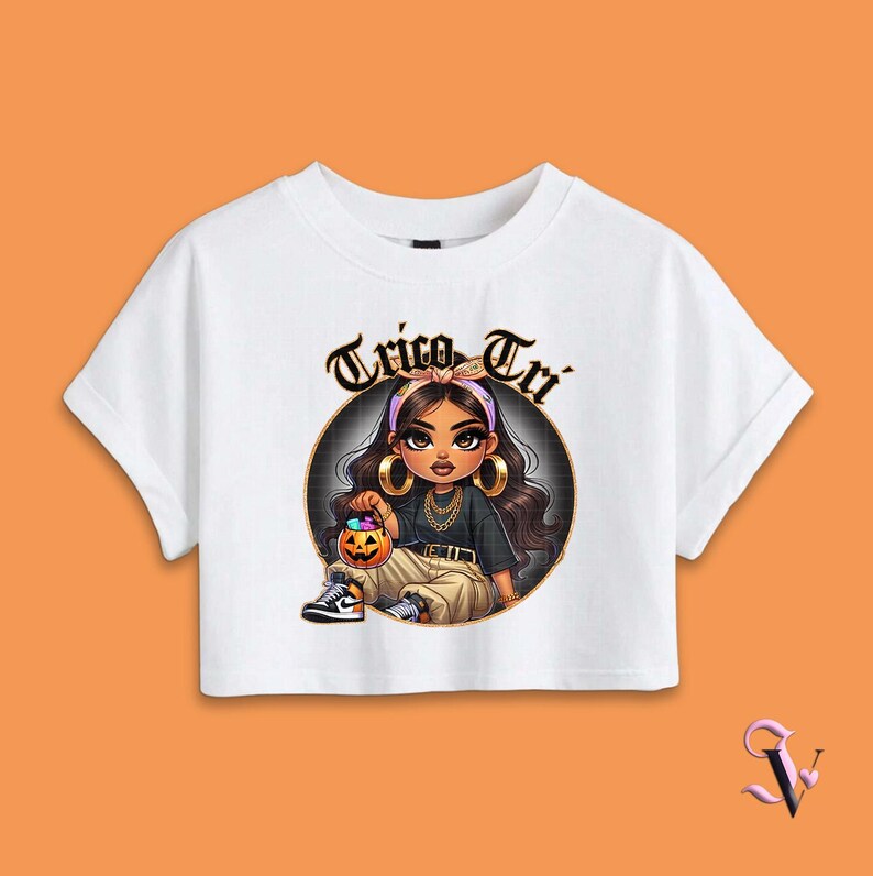 Trico Tri Chicana Halloween Sugar Skull Chibi Style Latina Shirt PNG ...