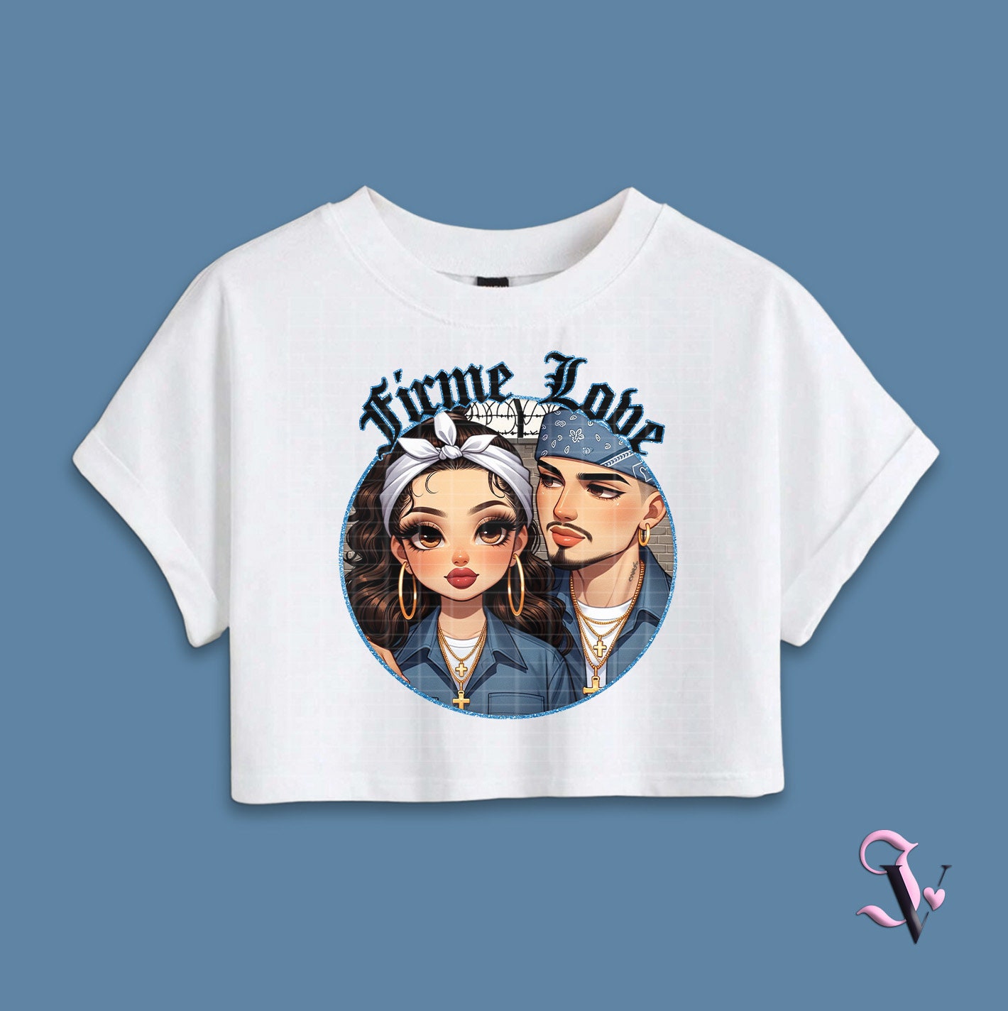 Firme Love Chicano Couple Chibi Style Old School Cholo Couple Shirt PNG ...