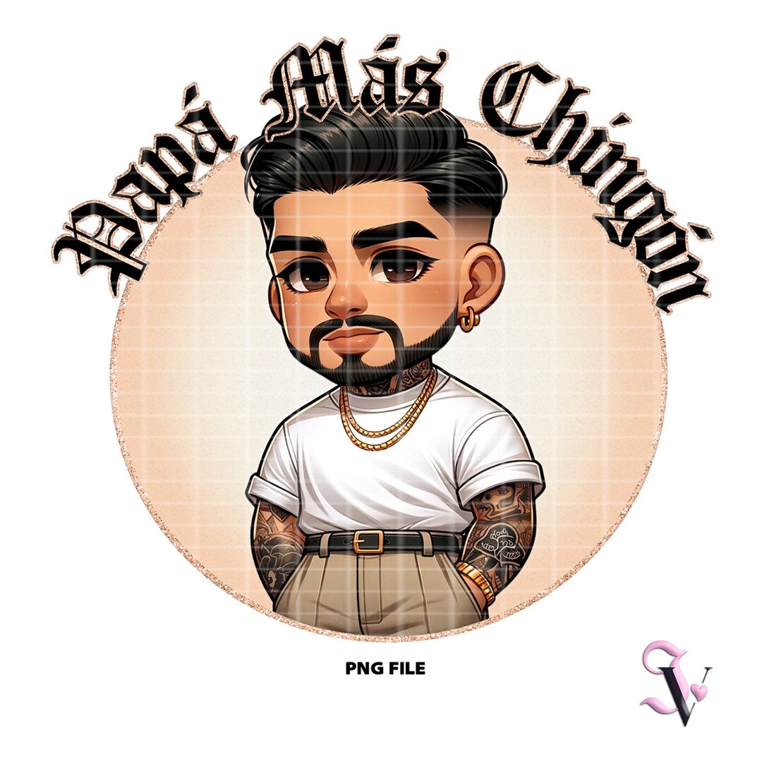 Papa Mas Chingon Chicano Dad Chibi Style Latino Father's Day Shirt PNG ...