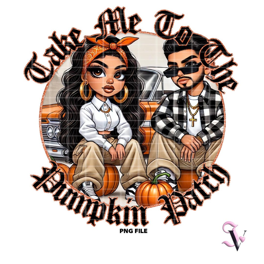 Take Me to the Pumpkin Patch Chicana Fall Chicano Couple Chibi Style ...