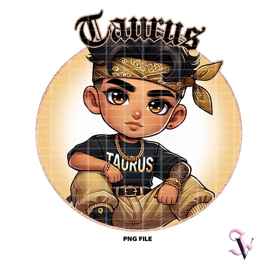 Taurus Chicano Zodiac Chibi Style Latino Shirt PNG for DTF, Iron on ...