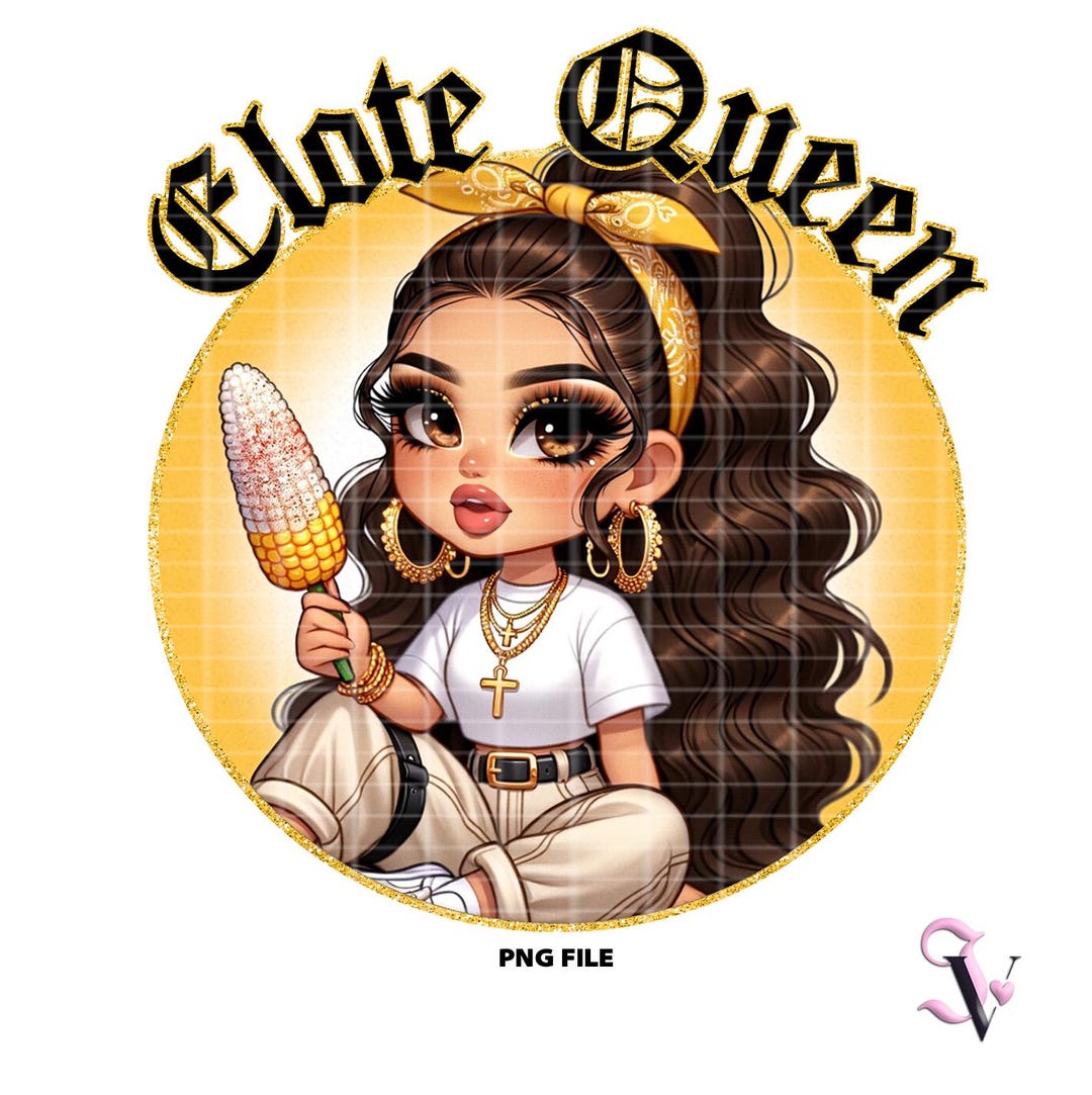 Elote Queen Chicana Chola Mexican Snacks Chibi Style Latina Shirt PNG ...