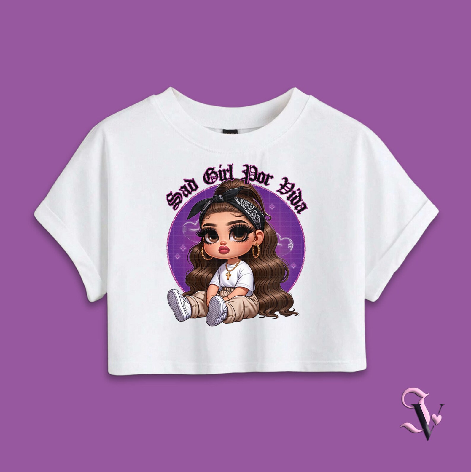 Sad Girl Por Vida Chicana Chola Shirt PNG for DTF, Iron on Print ...