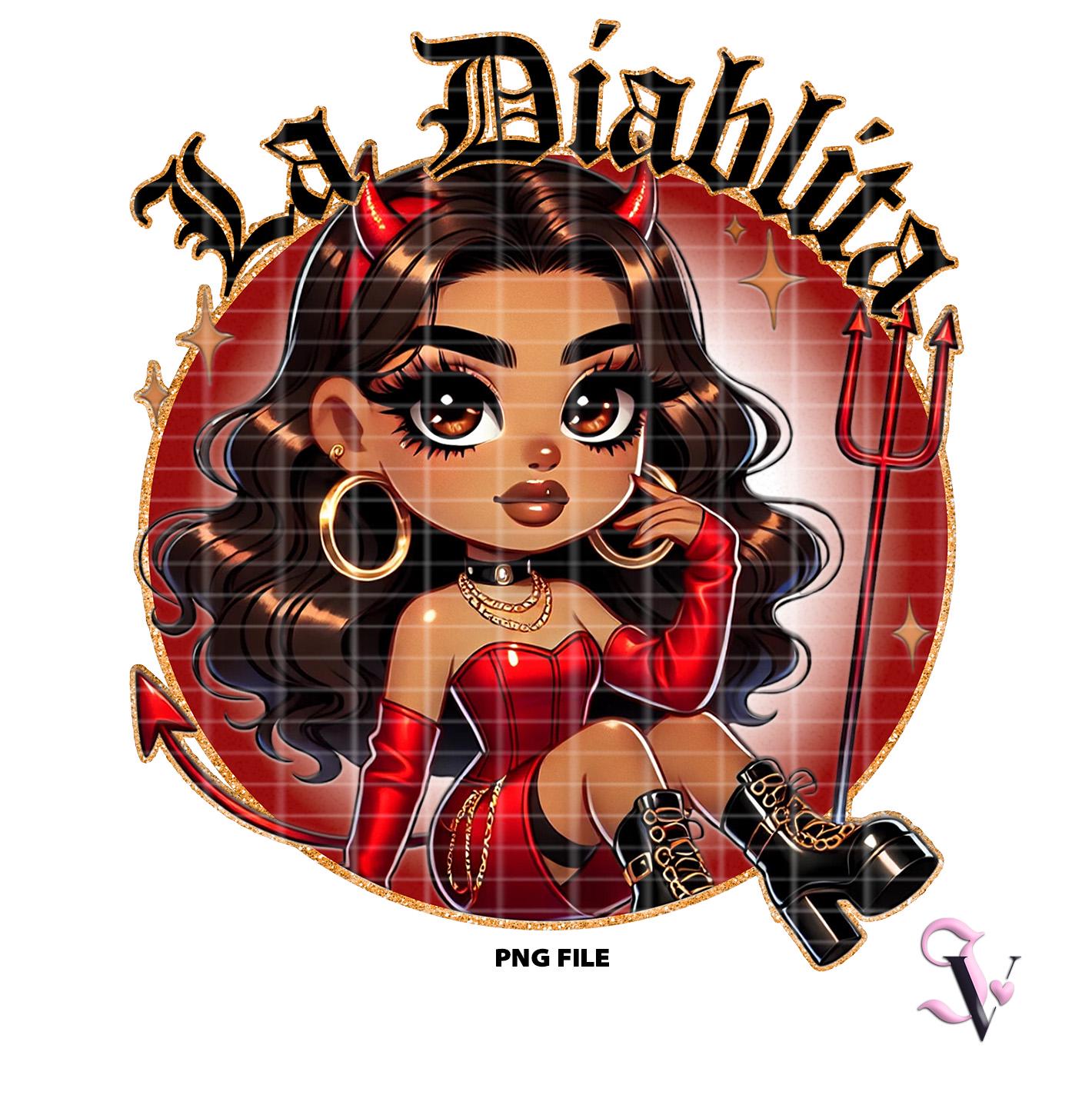 La Diablita Chicana Halloween Chibi Style Latina Shirt PNG for DTF ...