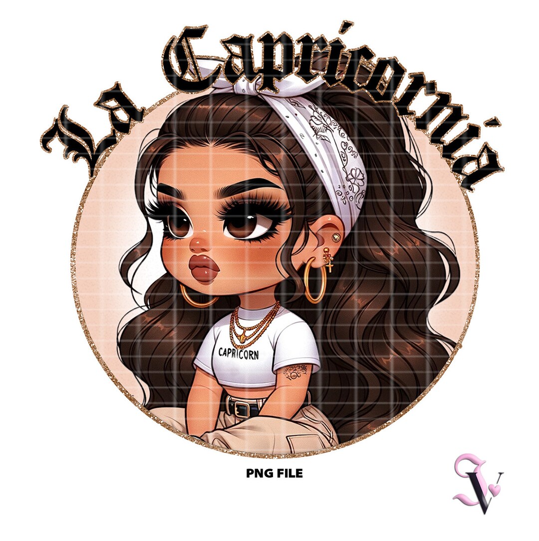 La Capricornia Chicana Chola Zodiac Chibi Style Latina Shirt PNG for ...