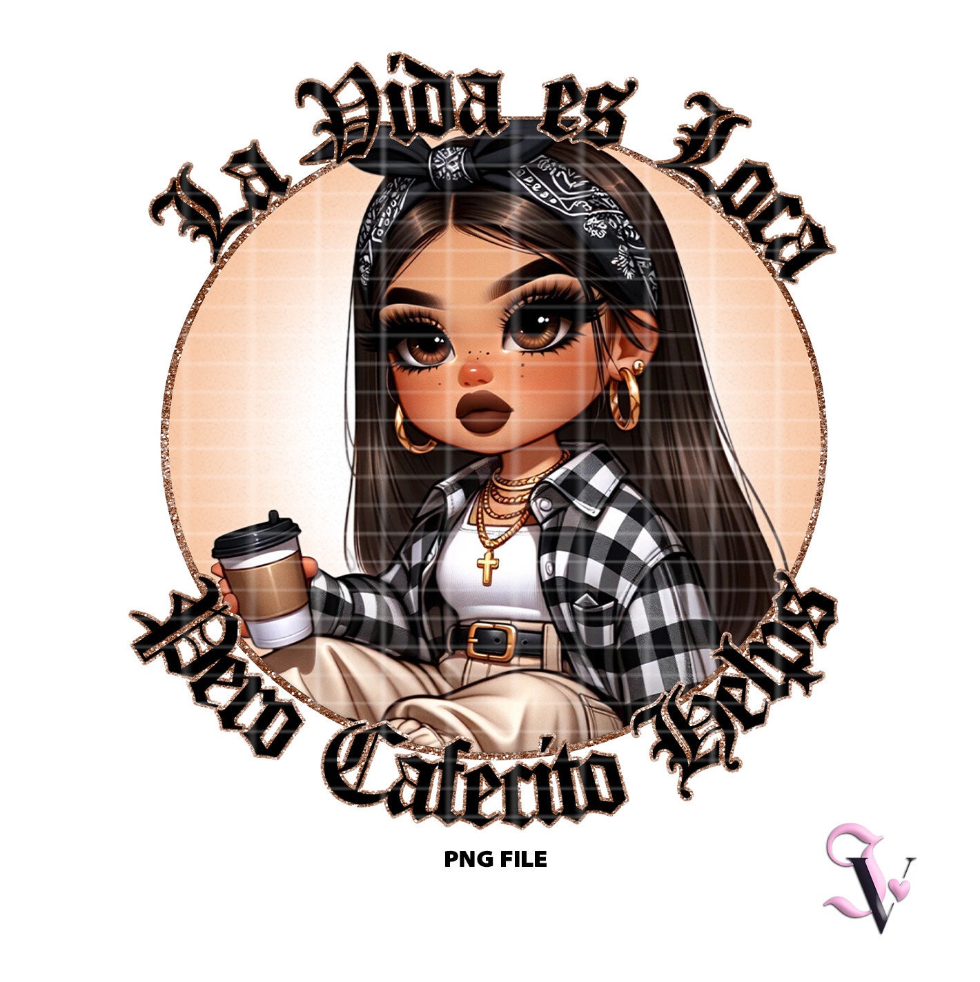 La Vida Es Loca Pero Cafecito Helps Chicana Chola Chibi Style Latina ...