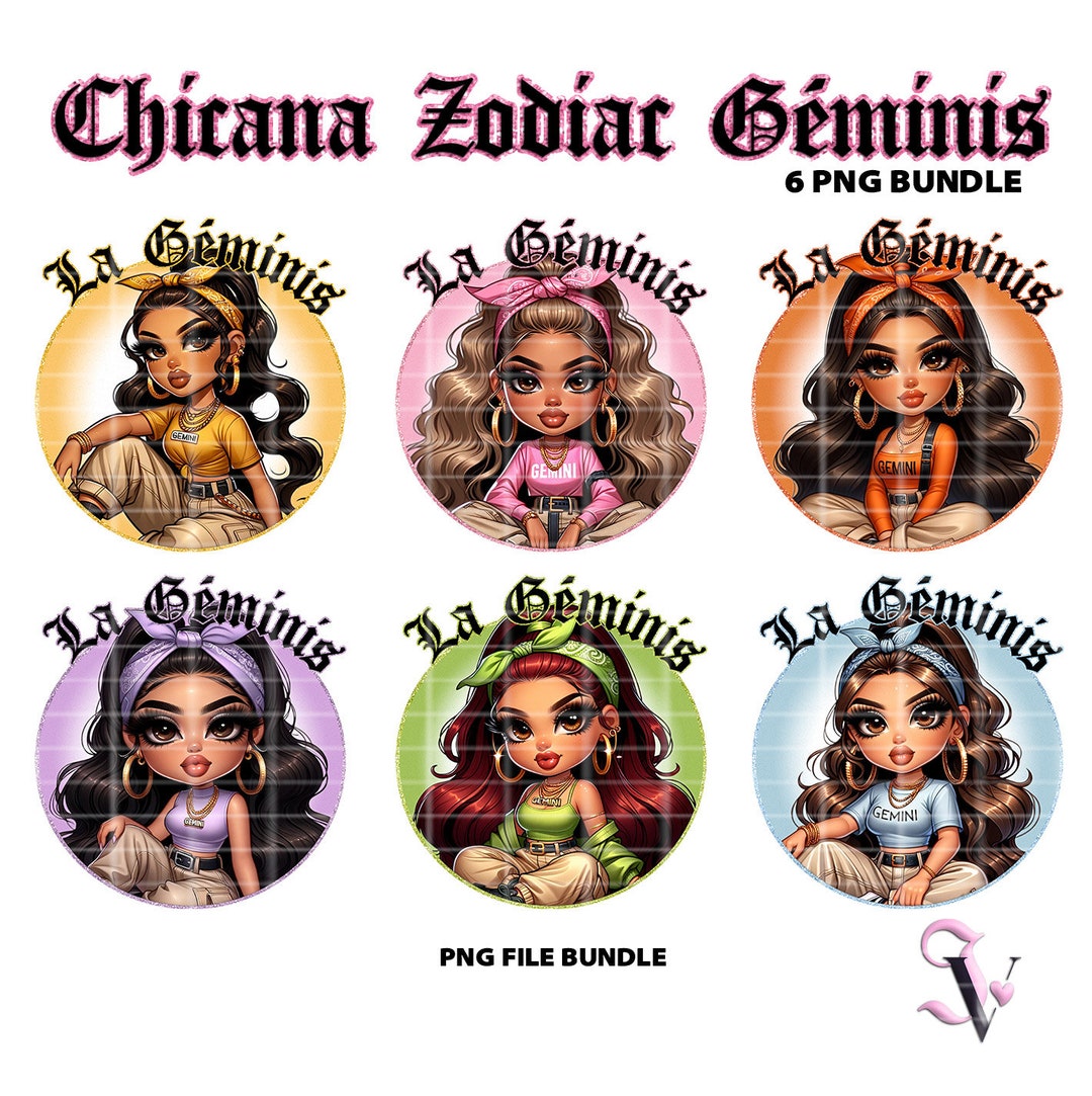Chicana Zodiac La Géminis Bundle Chicana Chola Chibi Style Latina Shirt ...